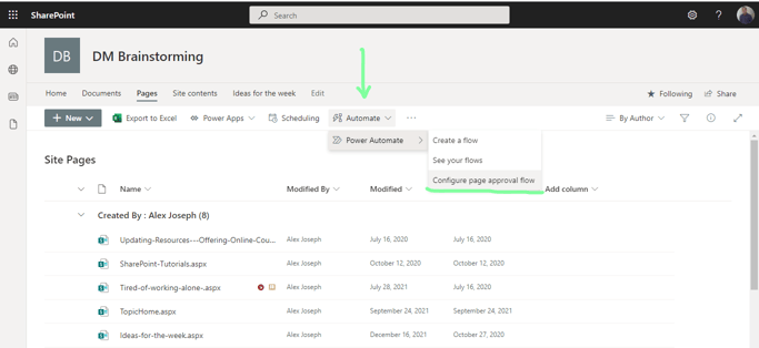 How to Configure a Page Approval Flow for a SharePoint Site