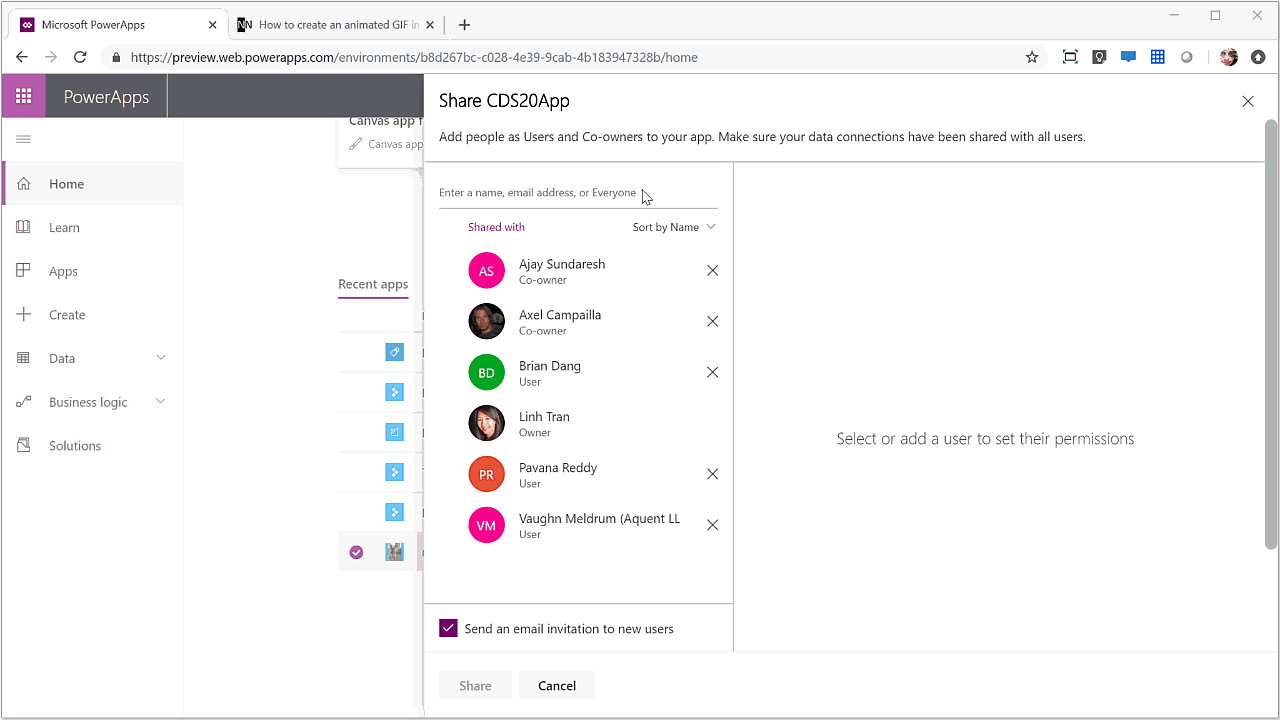 How To Share PowerApps With Multiple Users?