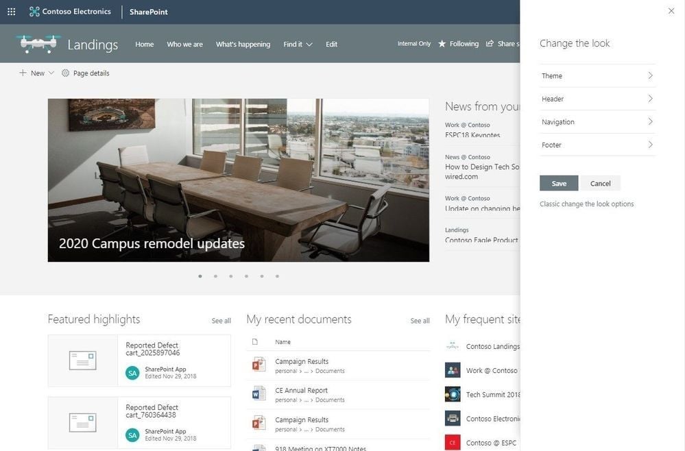 Organize your SharePoint sites with new “change the look” options Organize your SharePoint sites with new “change the look” options