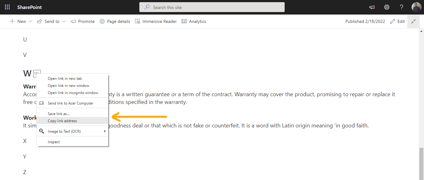 How To Create a Glossary Page in SharePoint