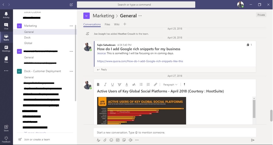 What happens when I upload files in Microsoft Teams?