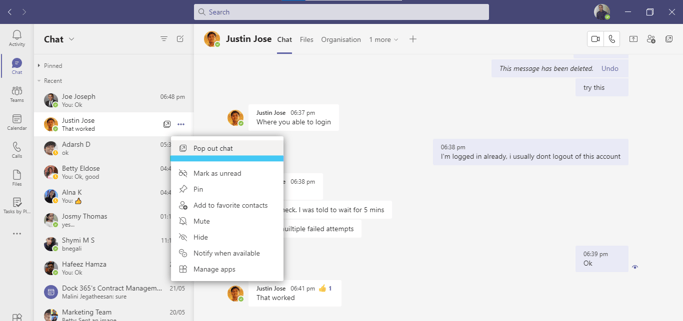 How to Pop-out Chats and Apps in Microsoft Teams