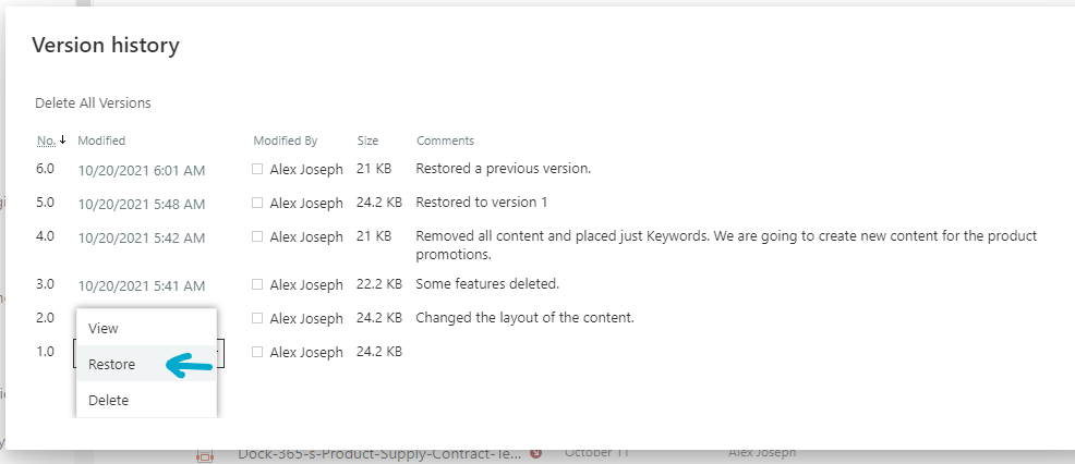 How To Restore Files To Previous Versions In Sharepoint