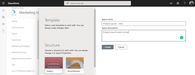 How To Create A SharePoint Space