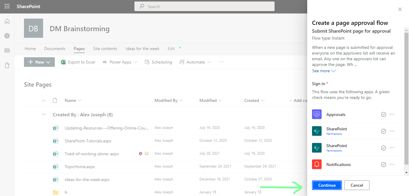 How to Configure a Page Approval Flow for a SharePoint Site