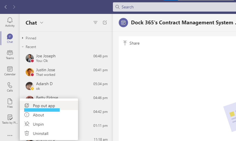 How to Pop-out Chats and Apps in Microsoft Teams