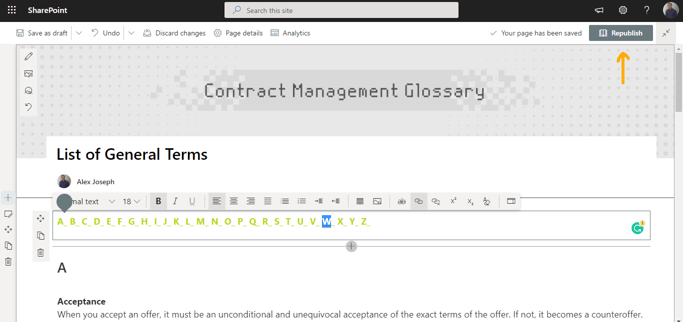 How To Create a Glossary Page in SharePoint