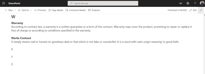 How To Create a Glossary Page in SharePoint